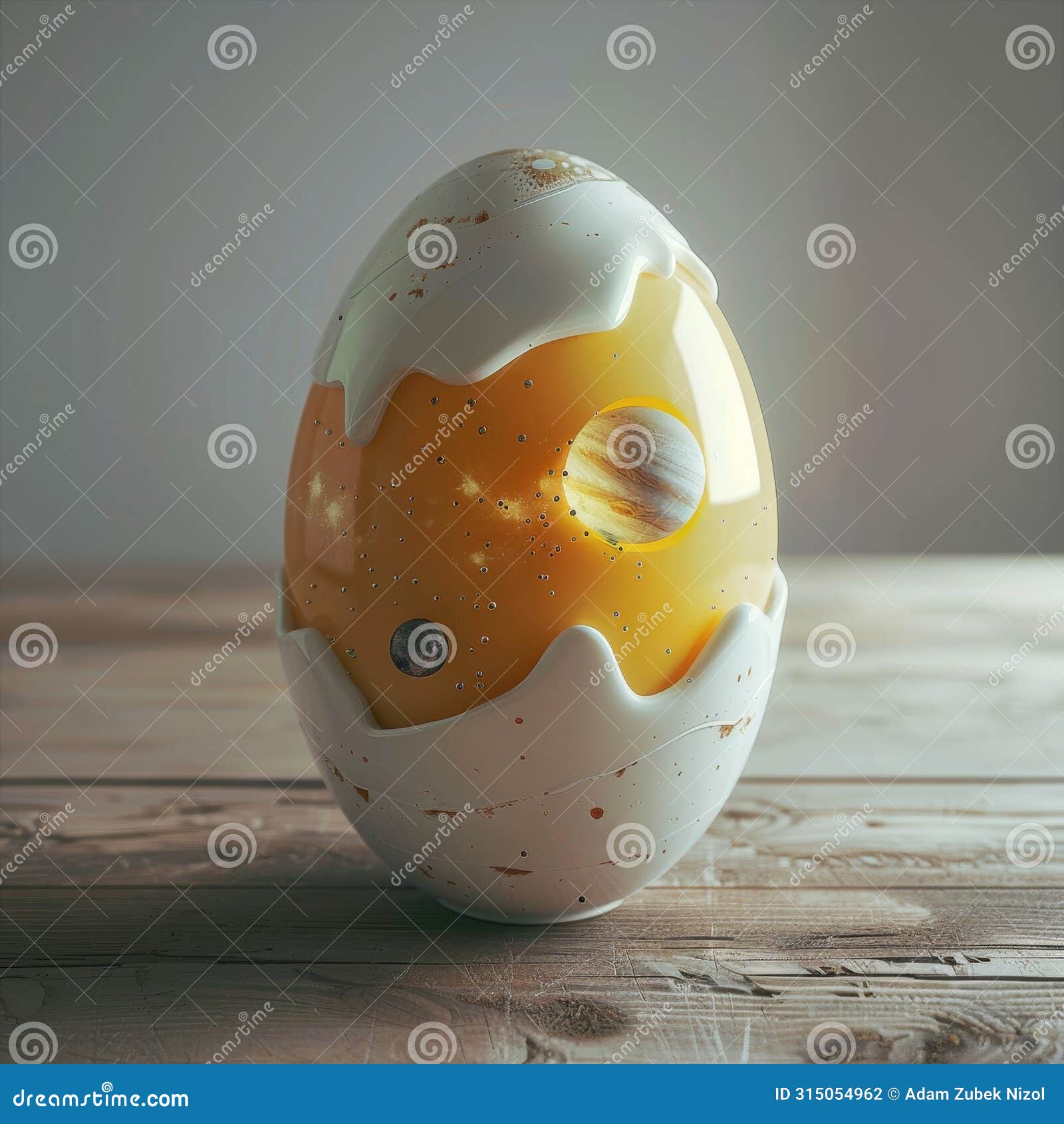 Futuristic Concept of a Cracked Egg Revealing a Cosmic Scene Stock ...