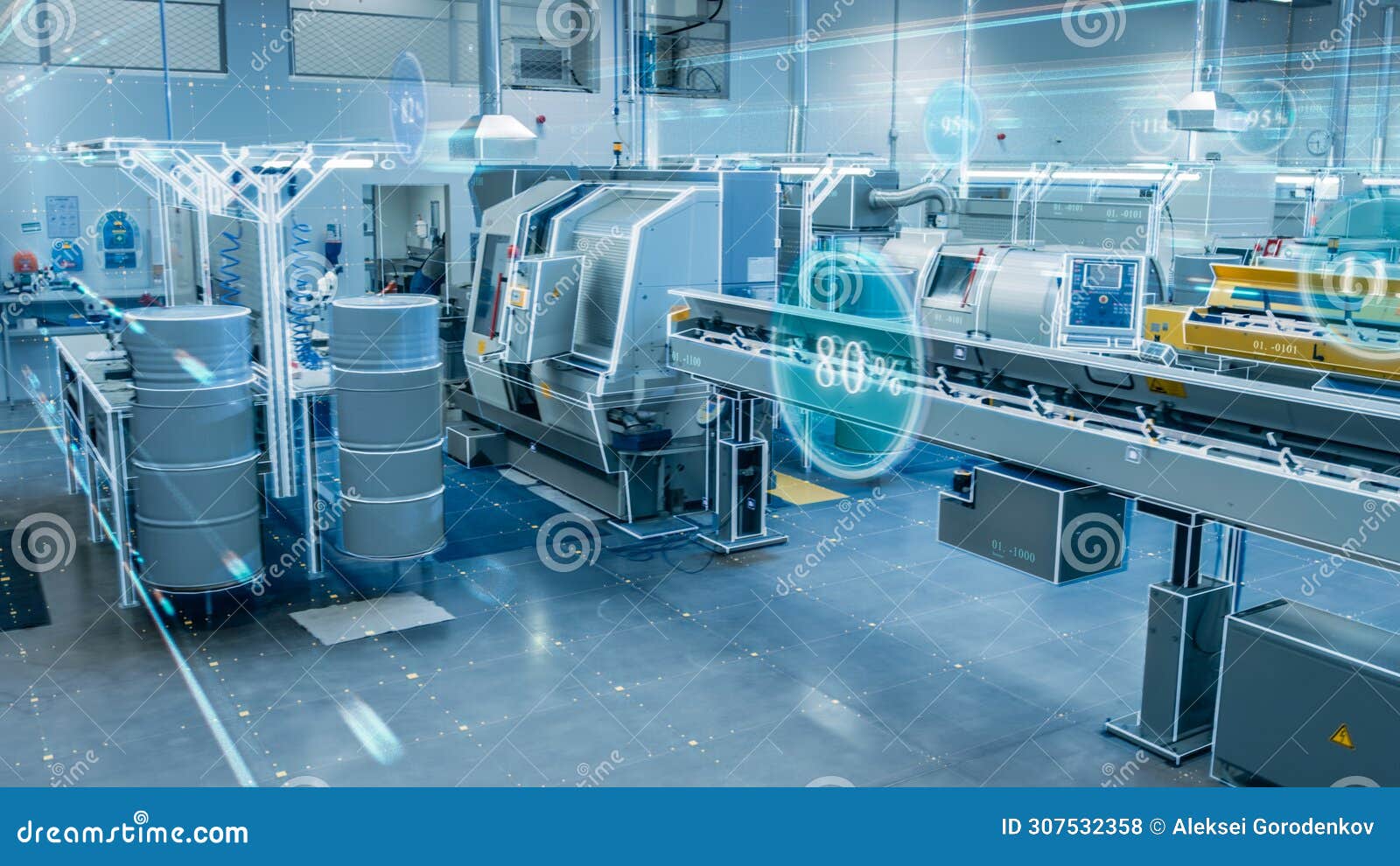 Futuristic Concept: Factory Digitalization with Information Showing ...