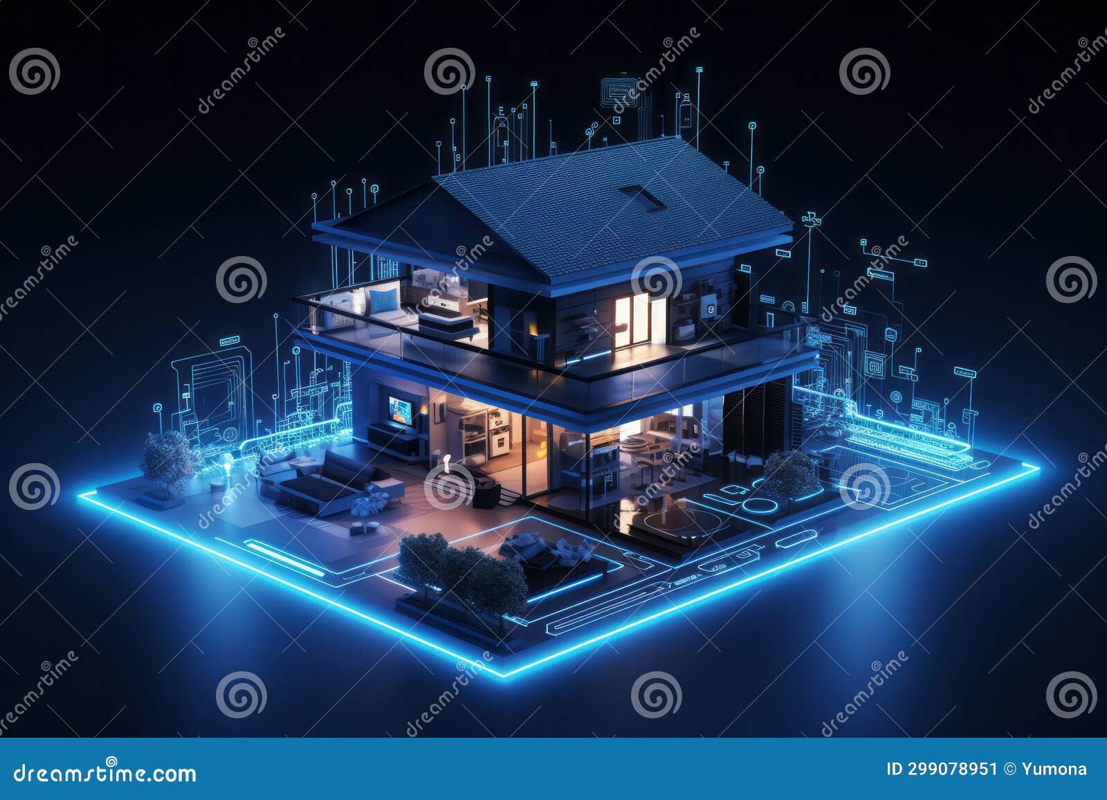 A Futuristic Concept of Home Automation, Depicted through a House with ...