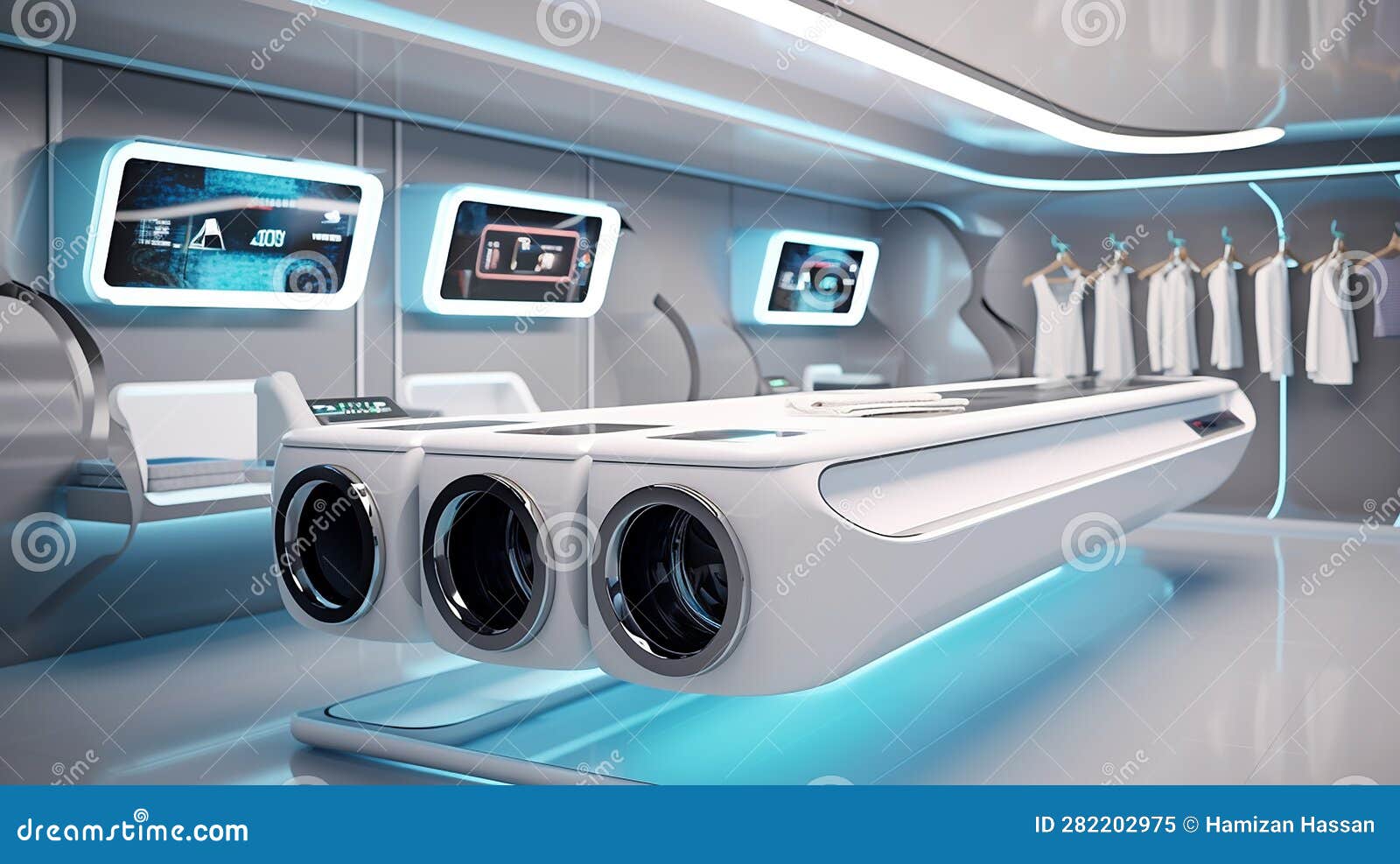 A Futuristic Concept of the Laundry Room, Fully Automated with Washer ...