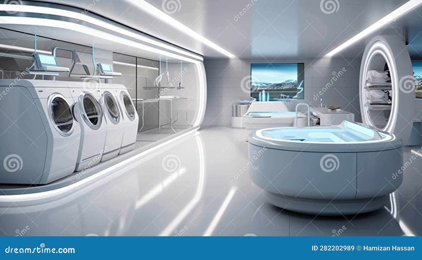 A Futuristic Concept Of The Laundry Room, Fully Automated With Washer ...