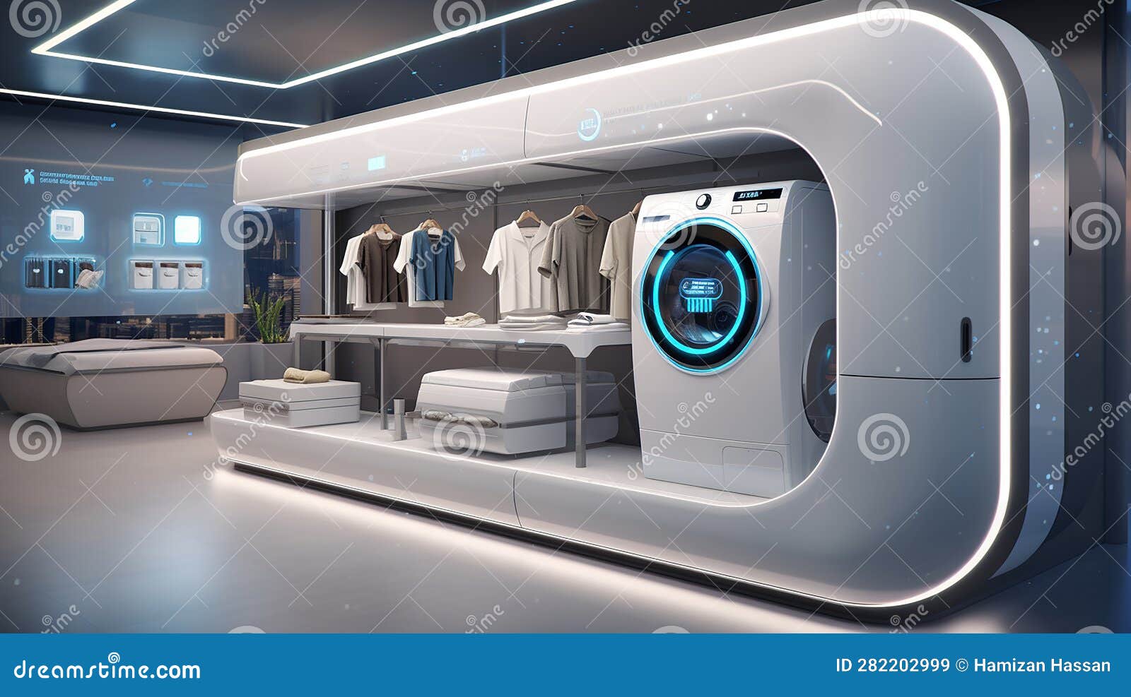 A Futuristic Concept of the Laundry Room, Fully Automated with Washer ...