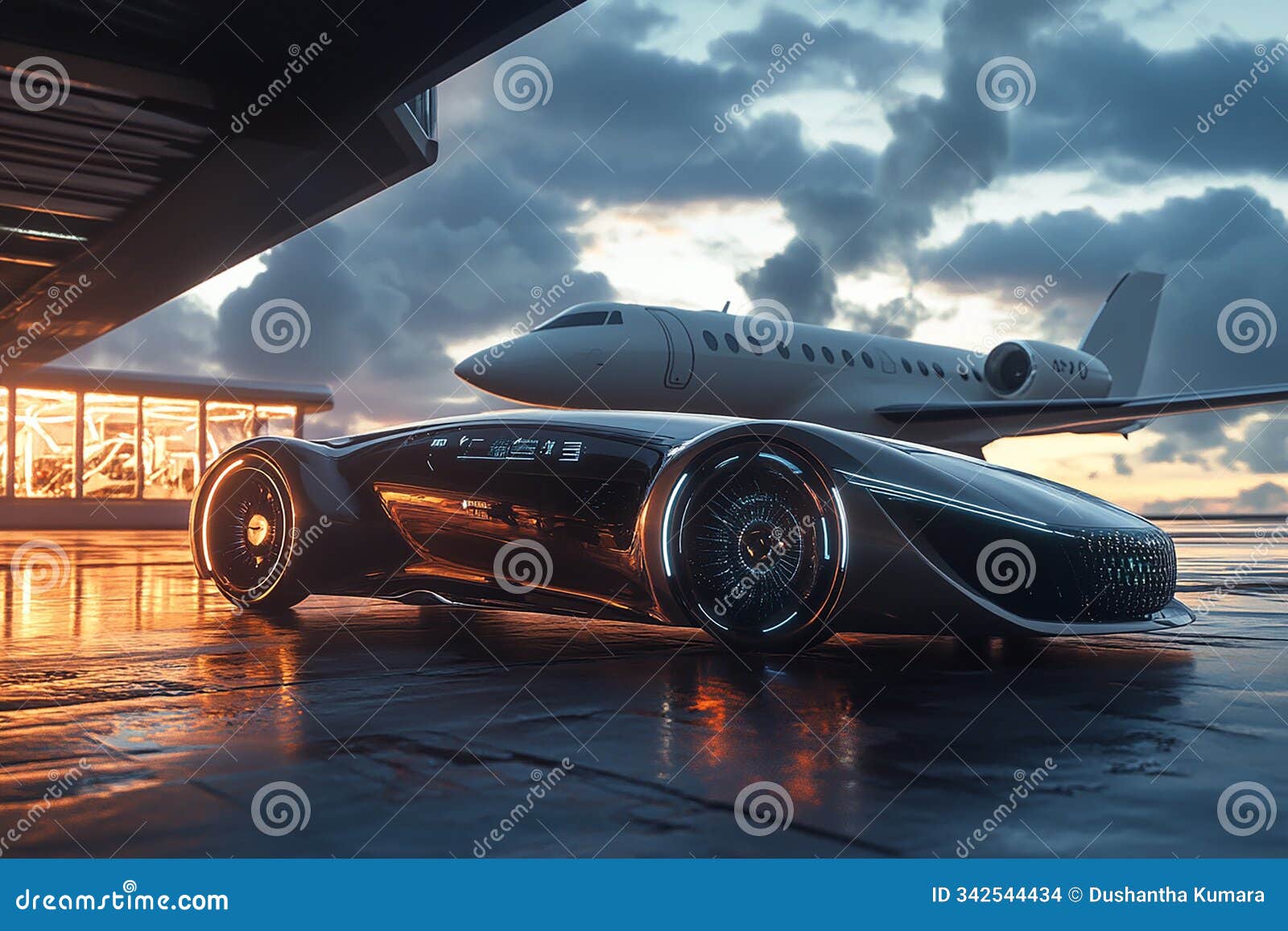 Futuristic Concept Luxury Vehicle with Sharp Angles Stock Illustration ...