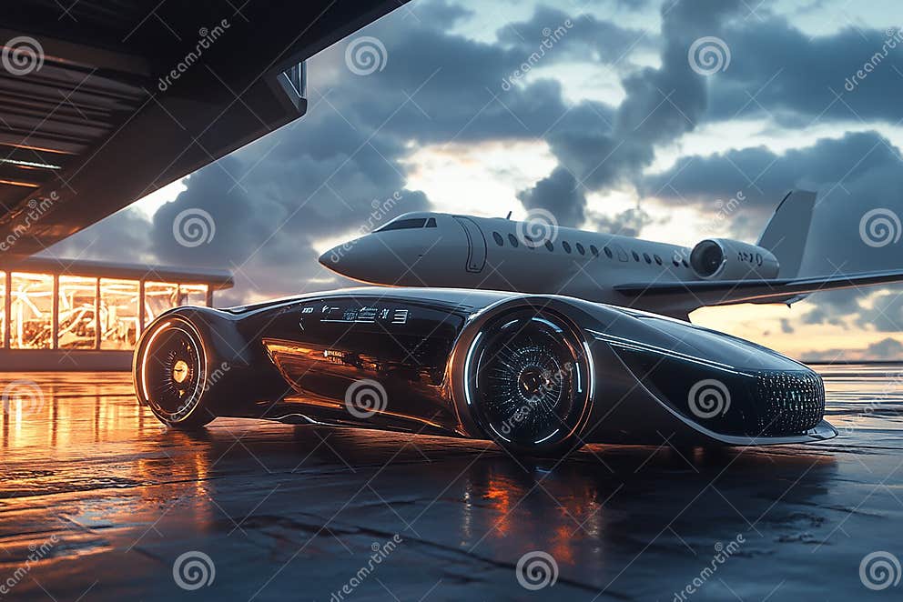 Futuristic Concept Luxury Vehicle with Sharp Angles Stock Illustration ...