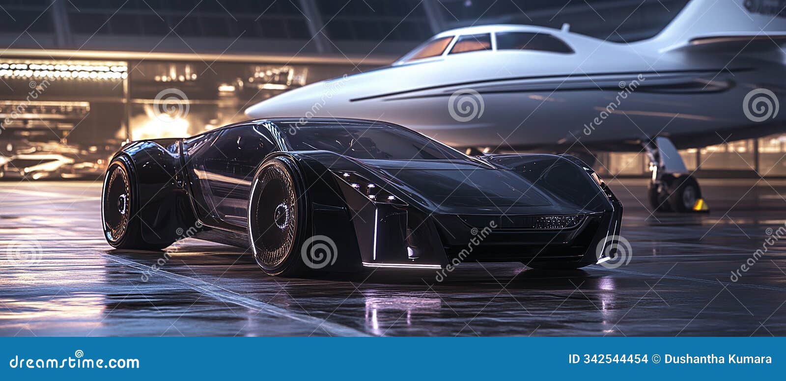 Futuristic Concept Luxury Vehicle with Sharp Angles Stock Illustration ...