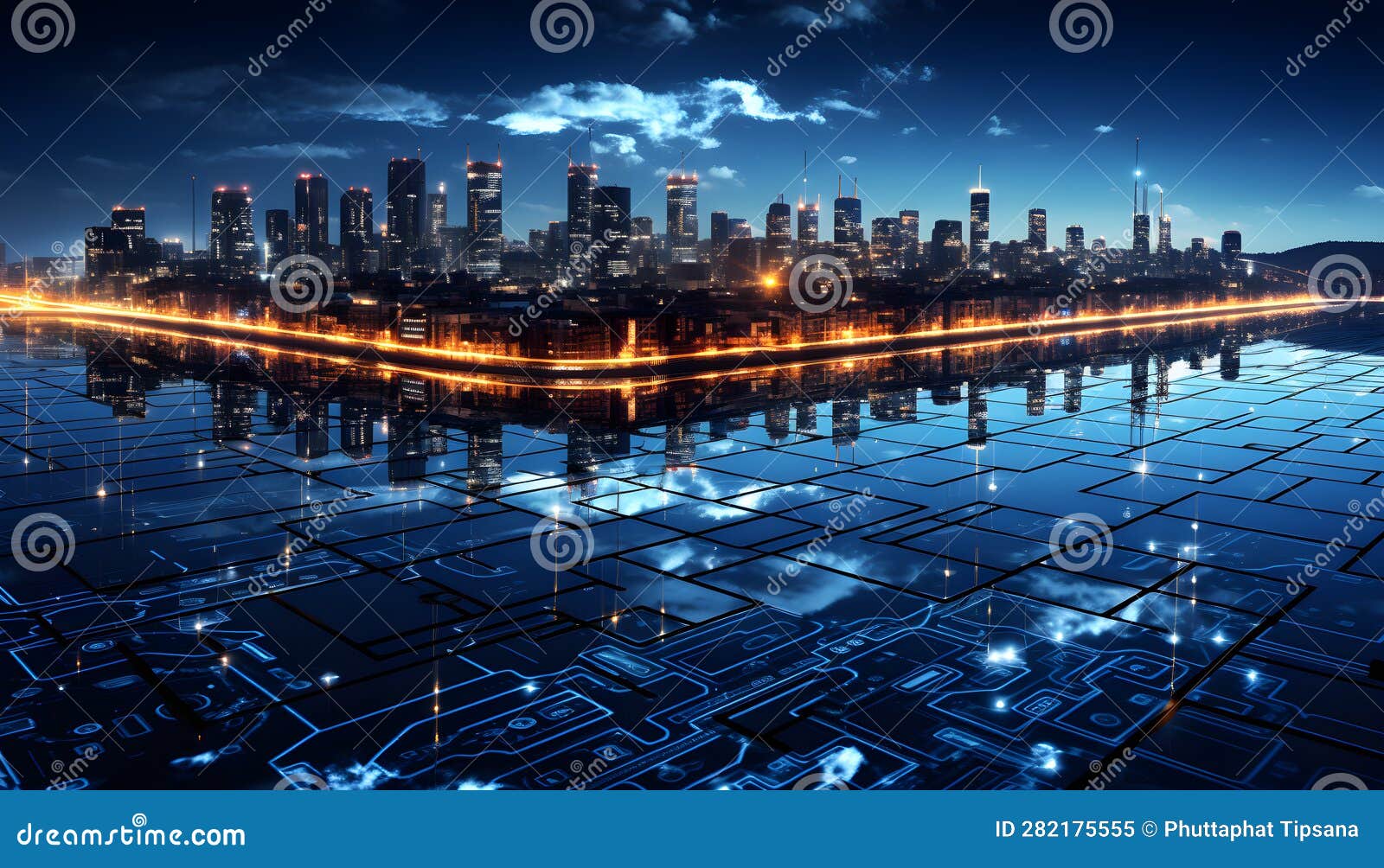 Futuristic Concept Modern Smart City Advanced Infrastructure Network ...