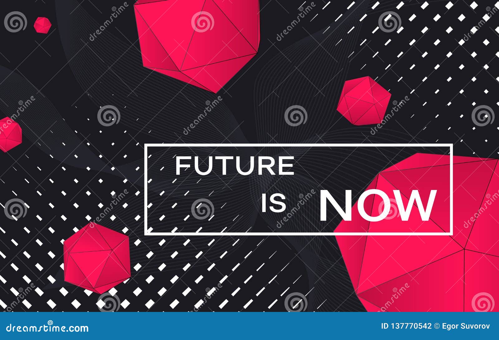 Futuristic Concept with Red 3d Shapes. Future is Now Banner. Tech ...