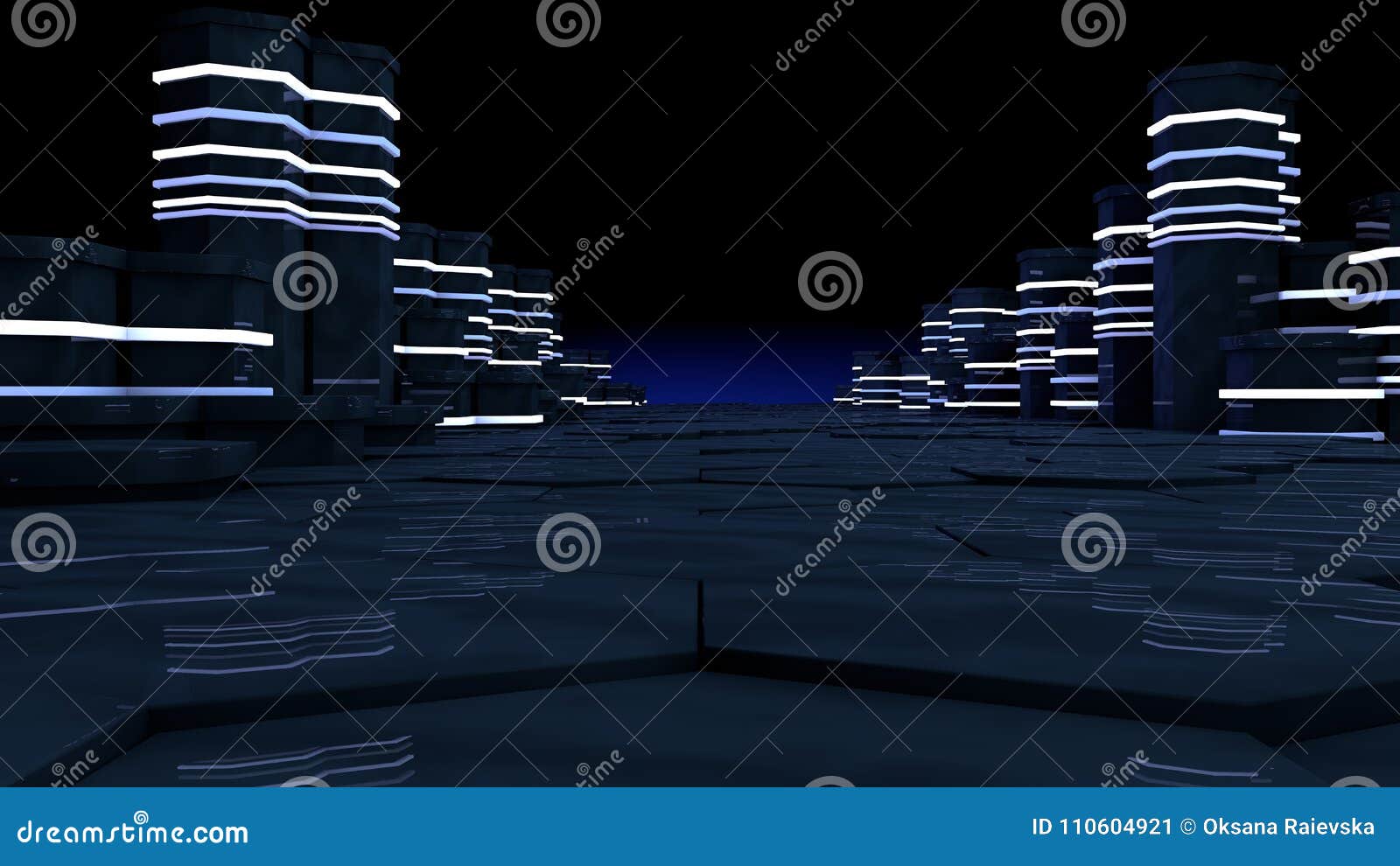 Futuristic Concept of Server Room in Datacenter. Stock Illustration ...