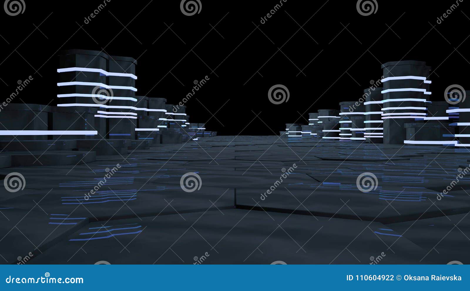 Futuristic Concept of Server Room in Datacenter. Stock Illustration ...