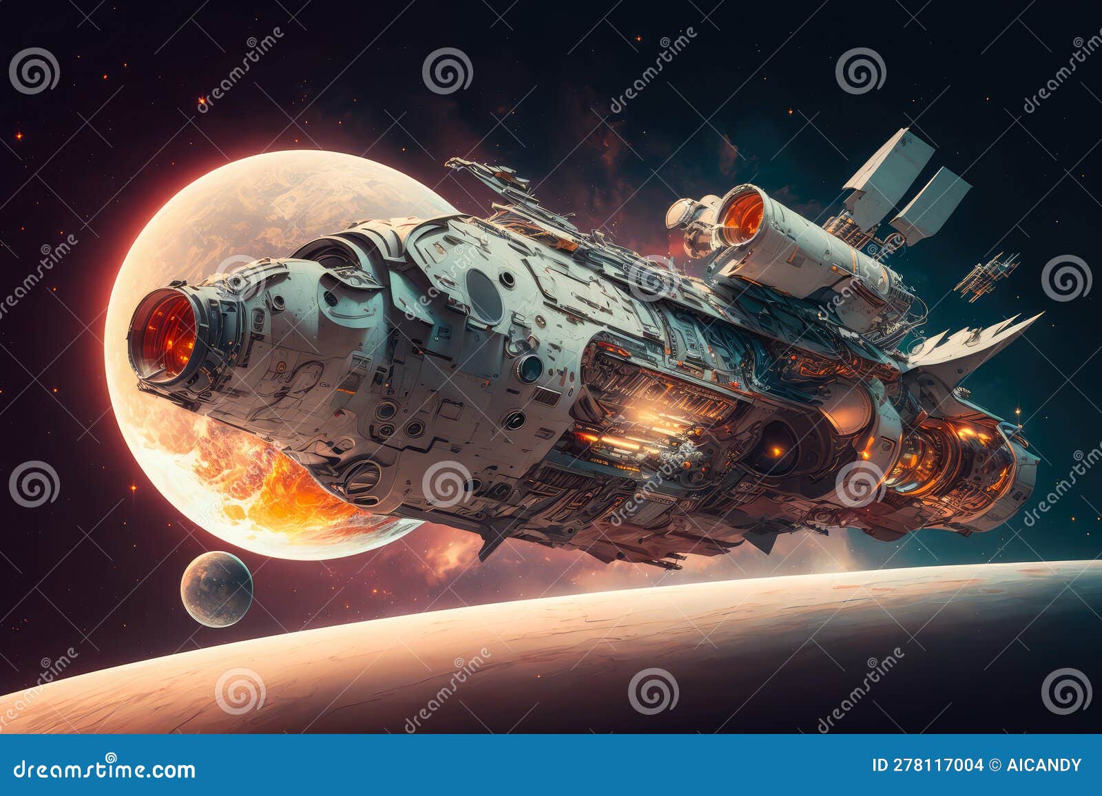Futuristic Concept Spaceship with Advanced Propulsion System Exploring ...