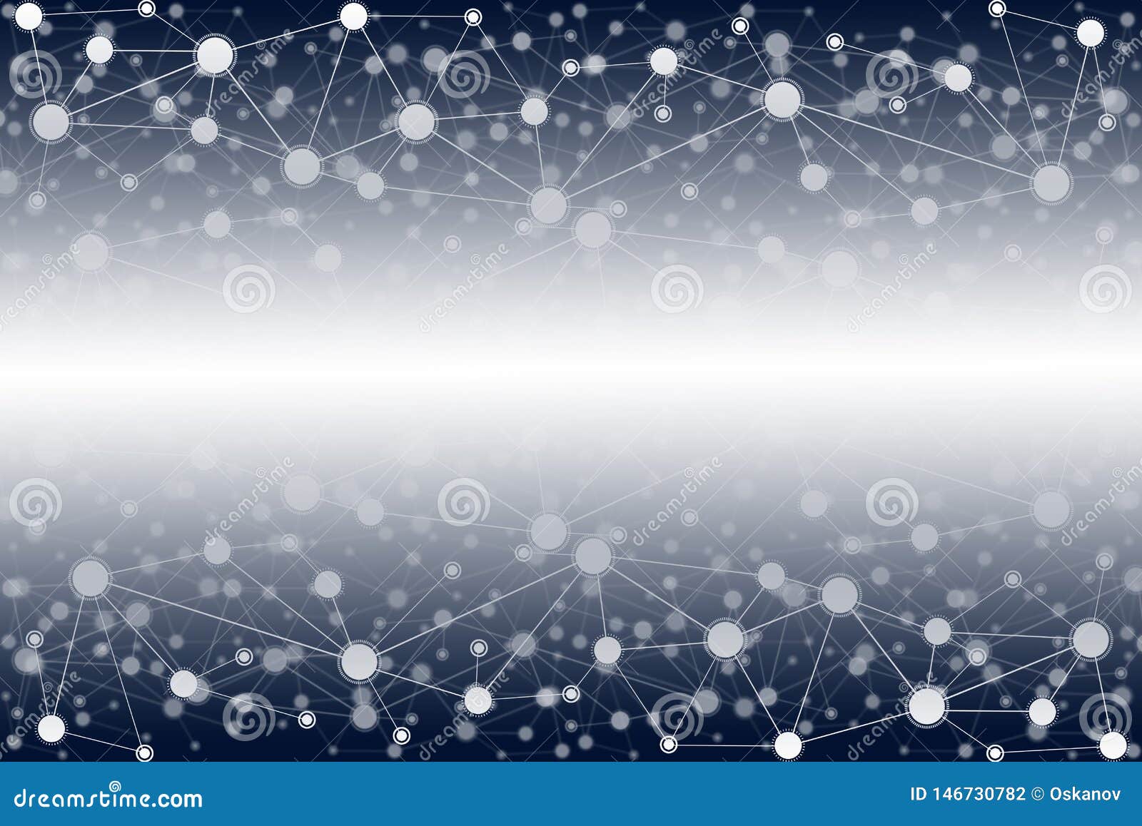 Artificial Neural Network Bakground. Dark Blue with White Light Line in ...