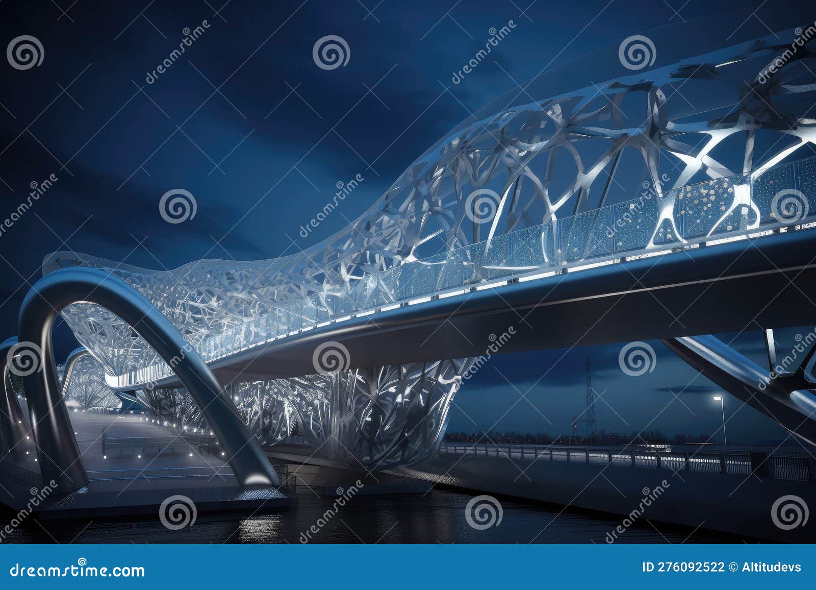 A Futuristic and Conceptual Bridge, with Intricate Details and Lighting ...