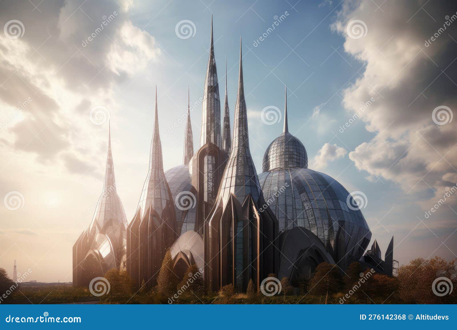 Futuristic And Conceptual Cathedral, With Stained Glass Windows And ...