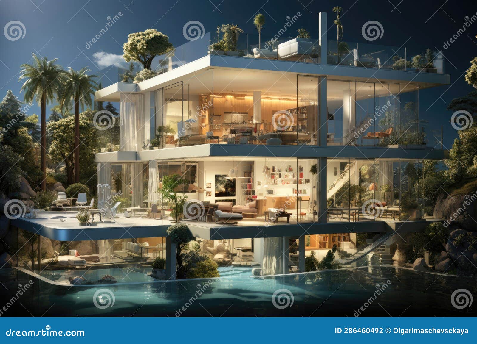 Futuristic Conceptual House of the Future. the Frame is Made of Eco ...