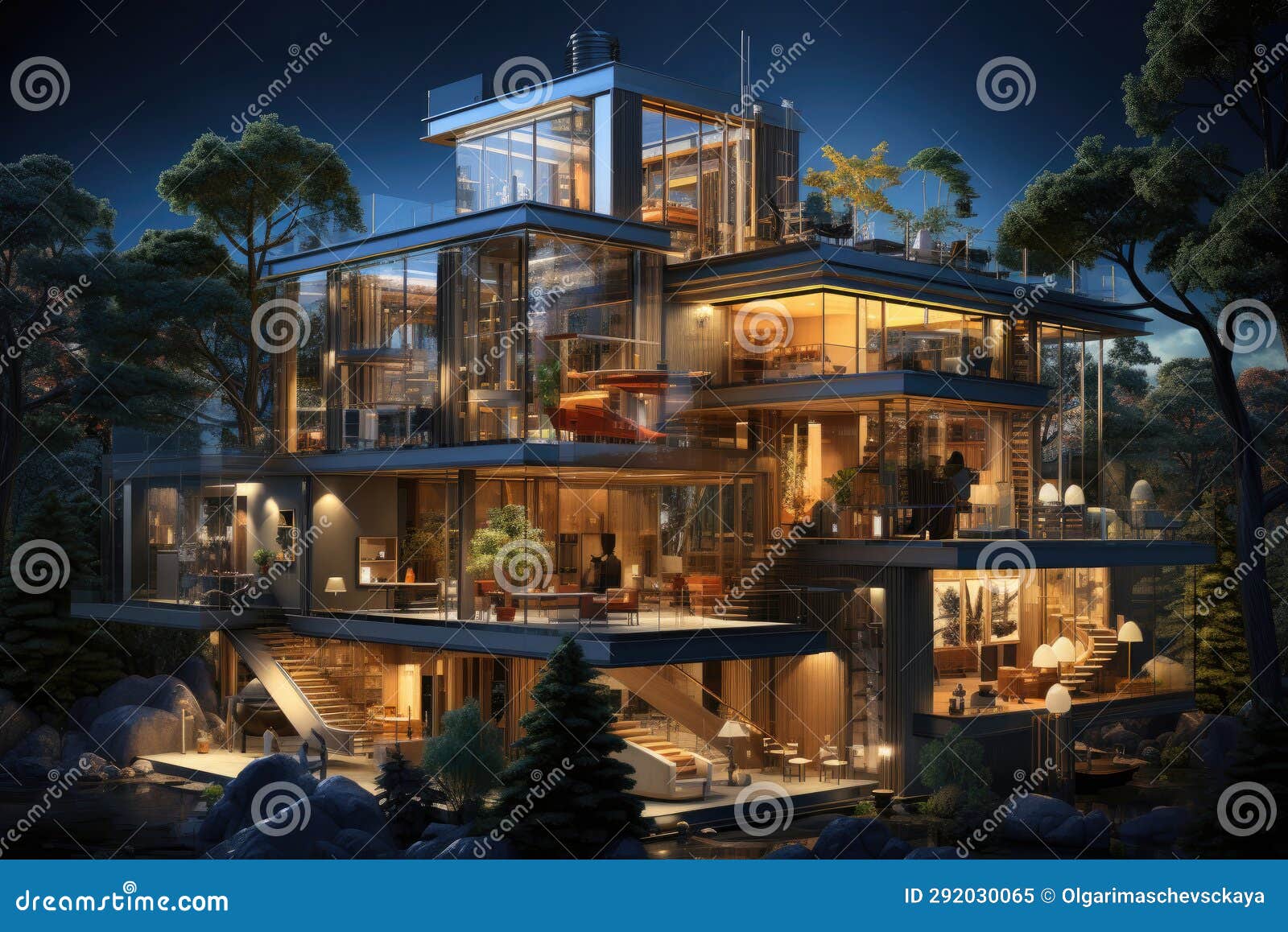 Futuristic Conceptual House of the Future. the Frame is Made of Eco ...