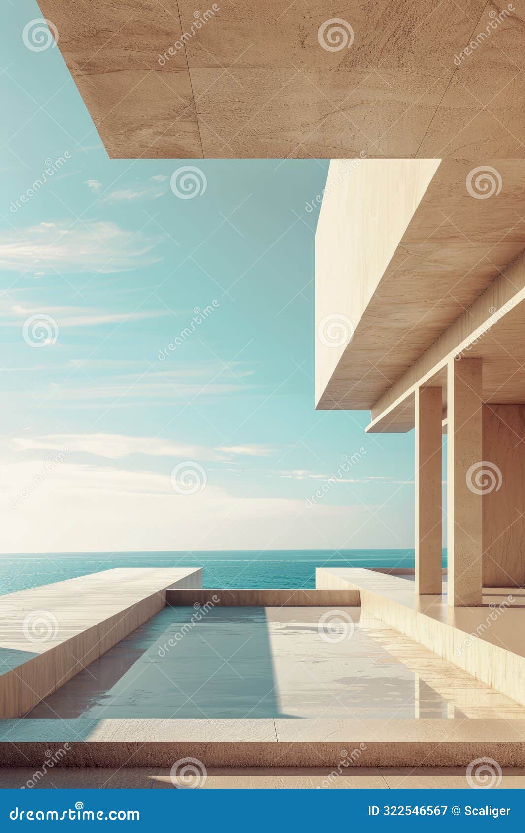 Futuristic Concrete or Marble Building, Abstract Modern Construction ...