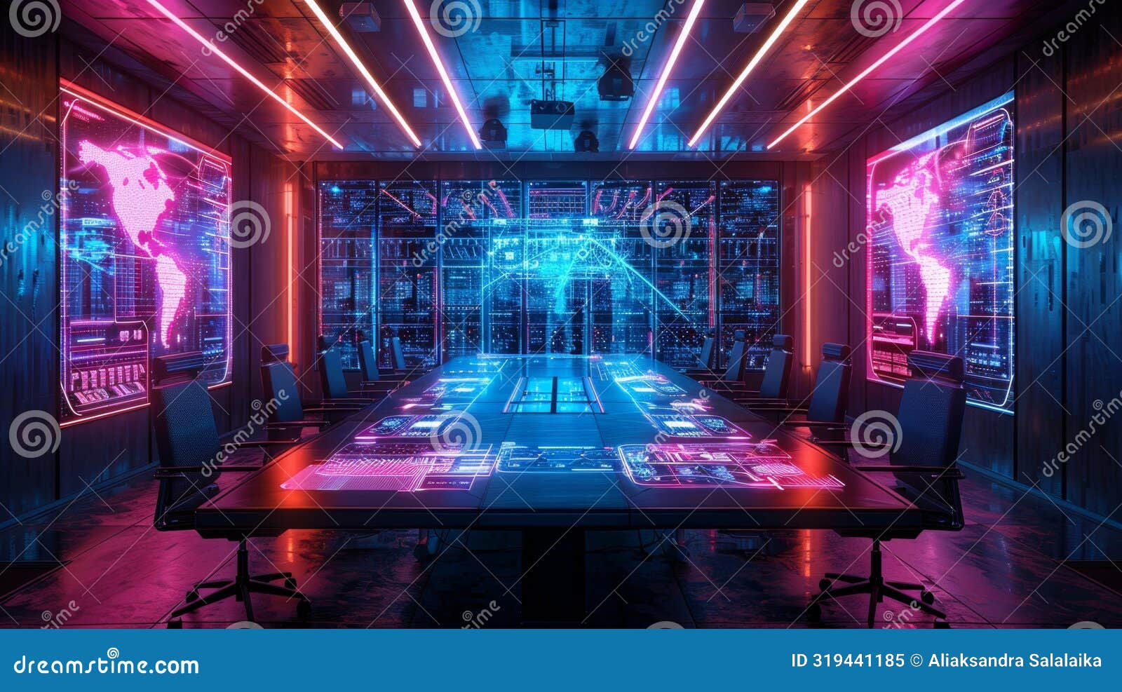 Futuristic Conference Room Features Interactive Touch Tables and ...