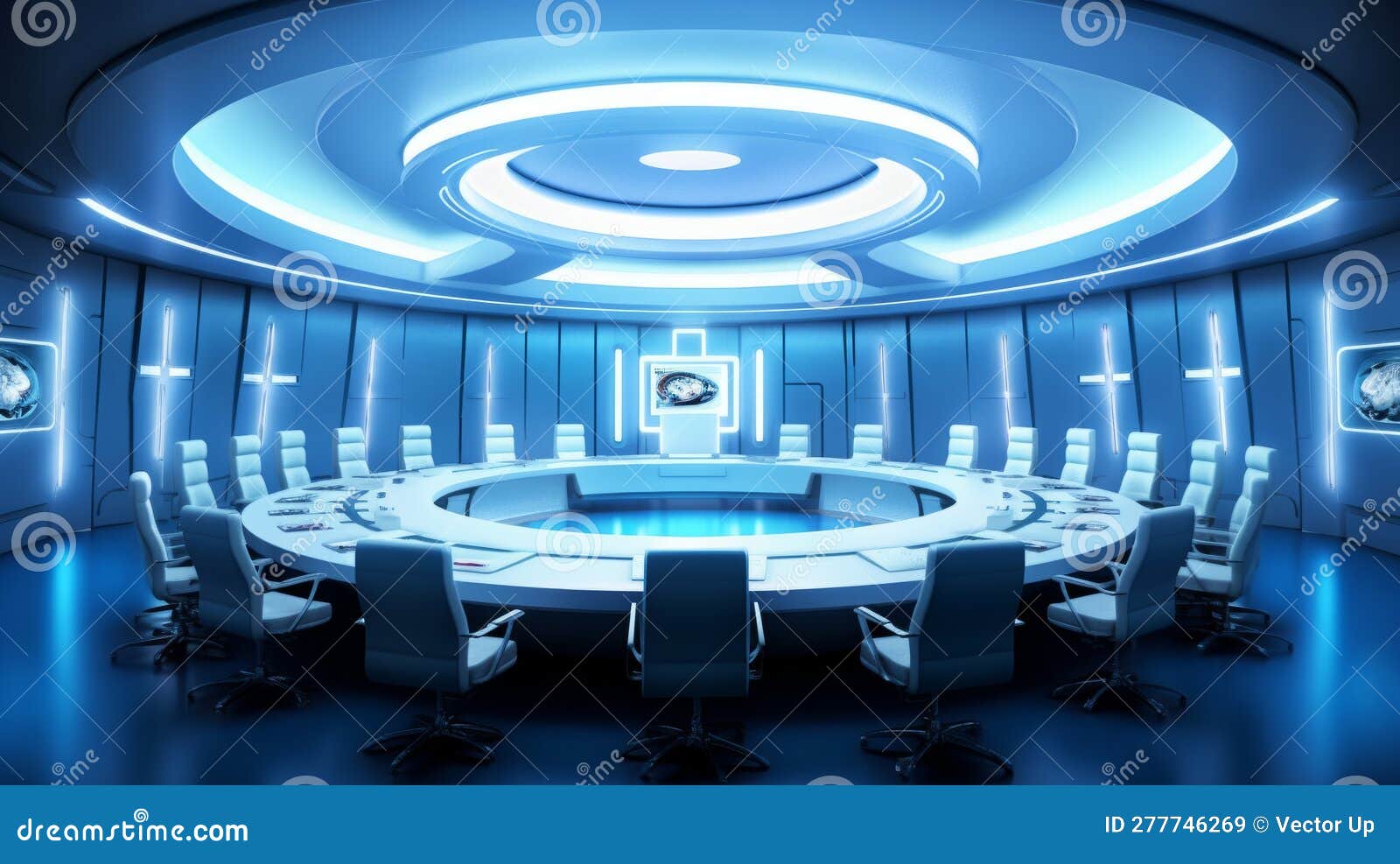 Futuristic Conference Room. Generative AI Stock Illustration ...