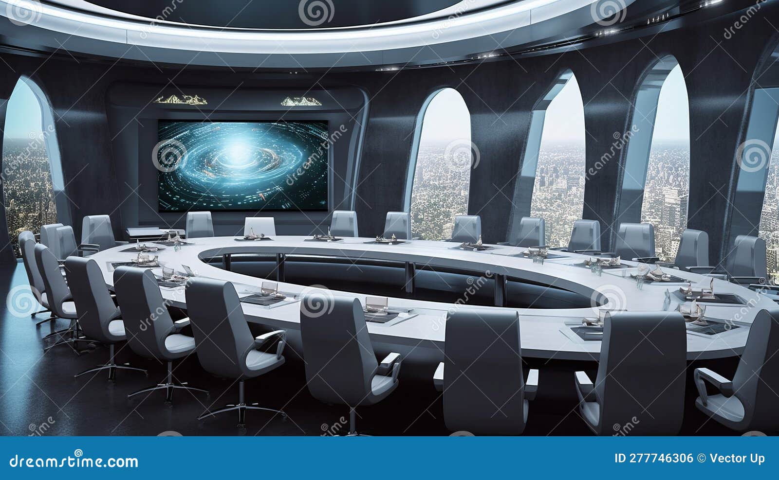 Futuristic Conference Room. Generative AI Stock Illustration ...