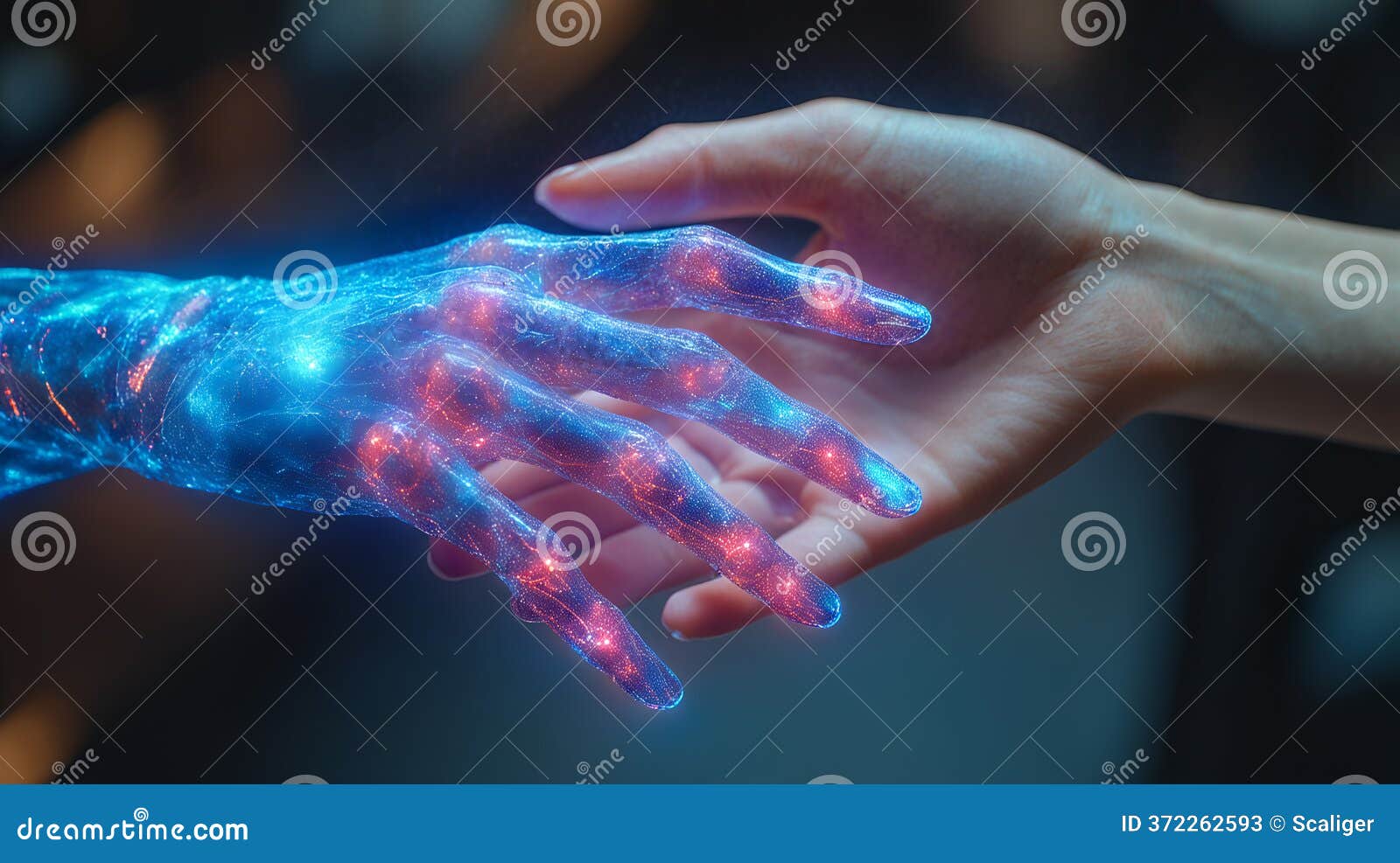 Glowing Robotic Arm With Rotating Joint Movements Stock Image ...