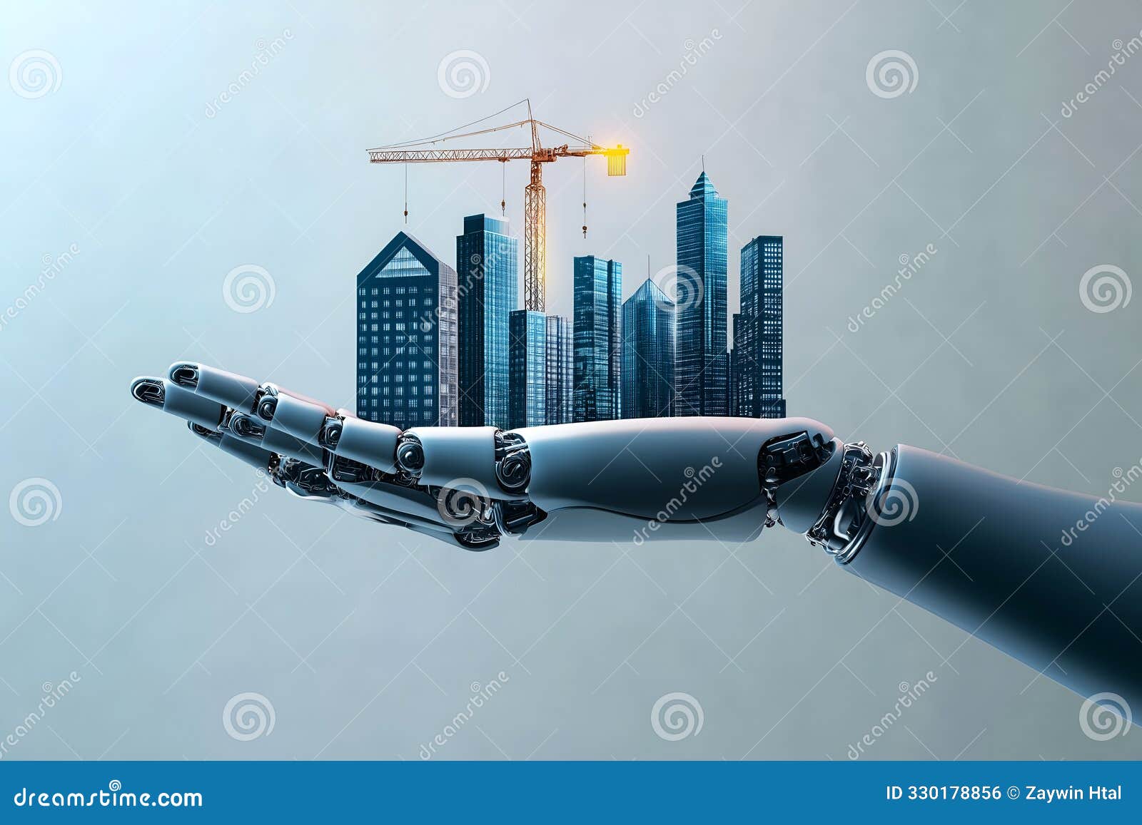 Futuristic Construction Site Group Of Engineers Work On Holographic ...