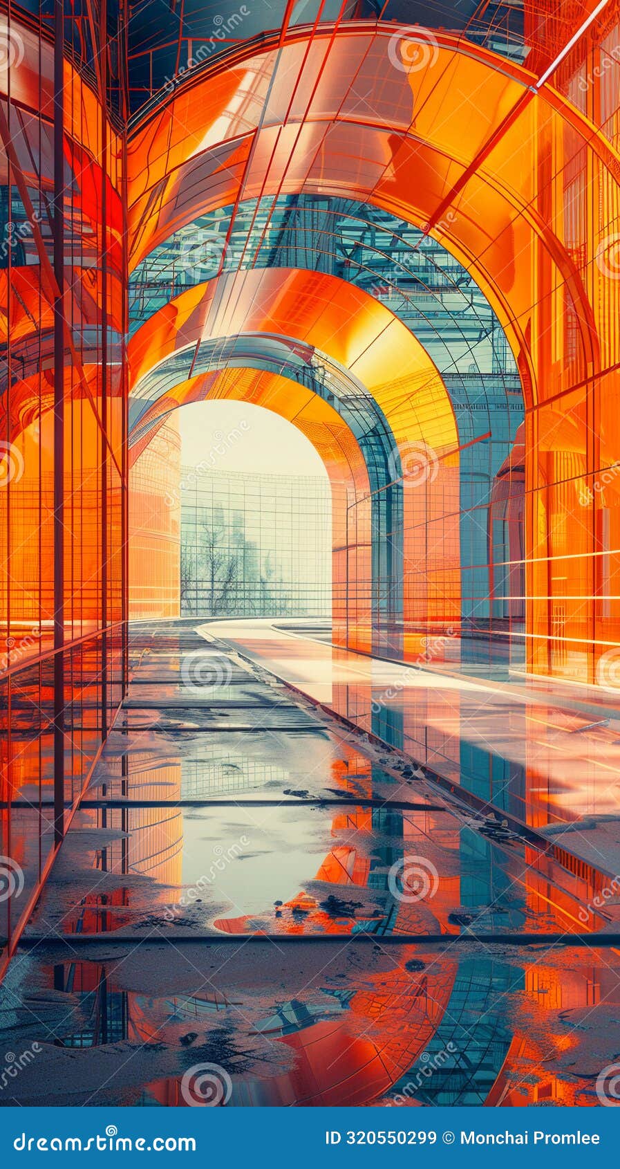 Futuristic Construction Site in a Warp Zone, Bending Reality, Front ...