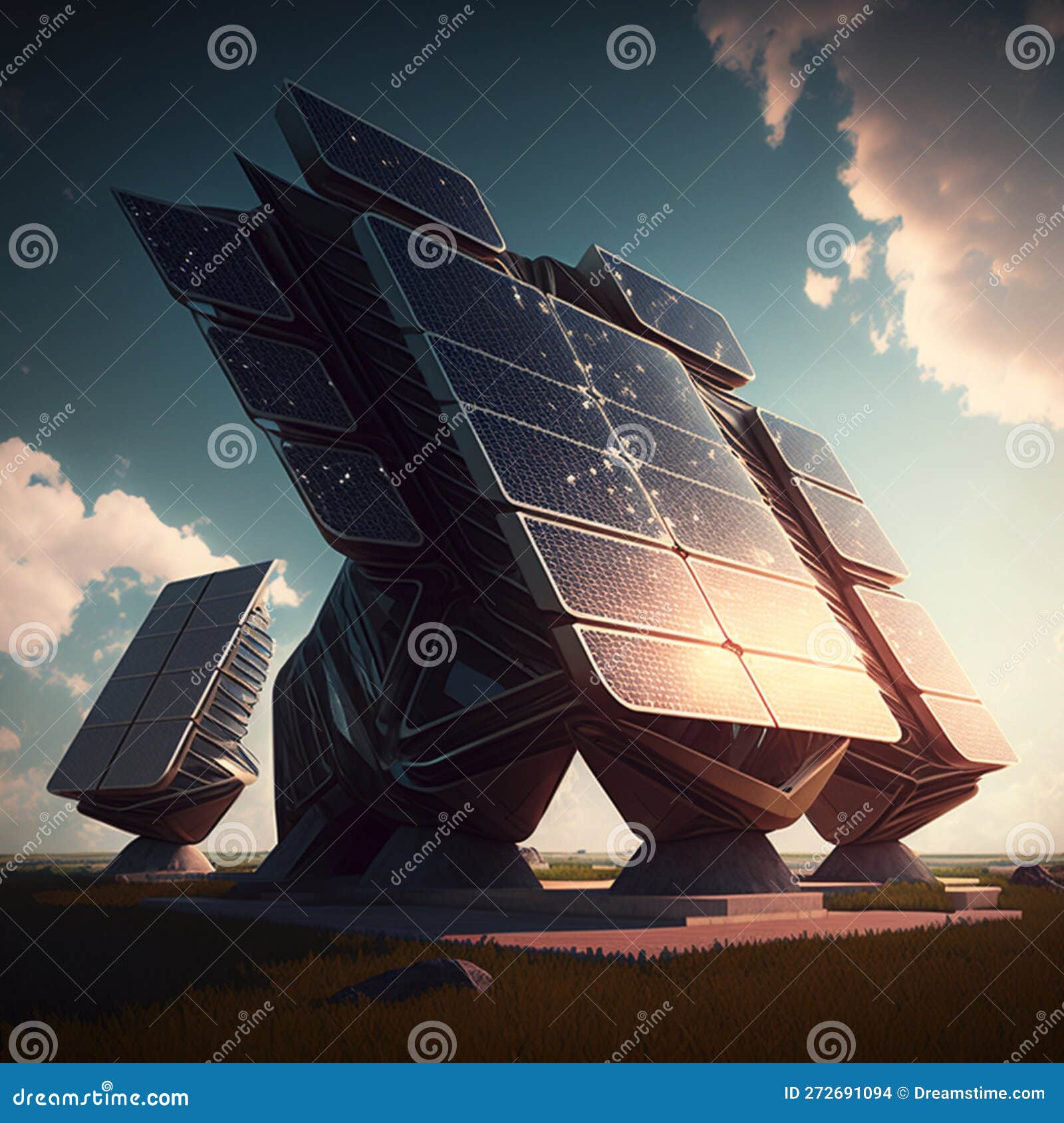 Futuristic Construction with Solar Panels. Generative Ai Stock ...