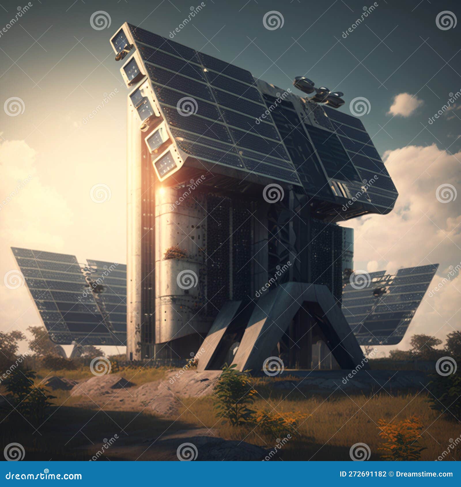 Futuristic Construction with Solar Panels. Generative Ai Stock ...