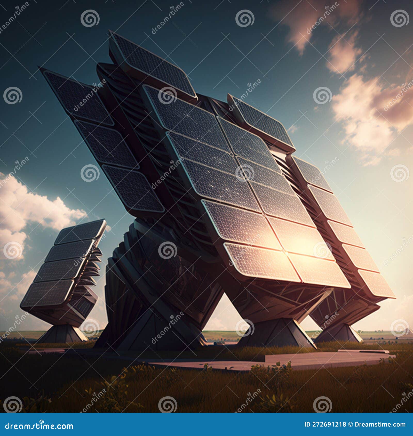 Futuristic Construction with Solar Panels. Generative Ai Stock ...