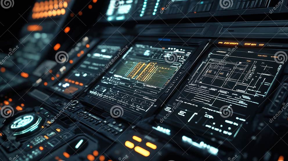 A Futuristic Control Panel Displaying Complex Algorithms Calculating ...