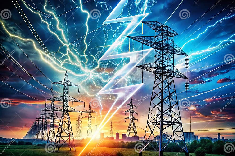 Futuristic Control Panel with Double Exposure Lightning Visualizing ...