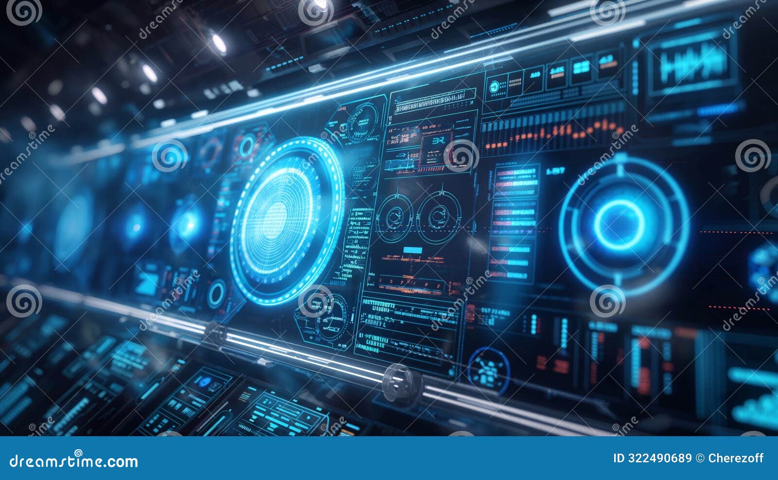 Futuristic Control Panel with Holographic Displays Stock Image - Image ...