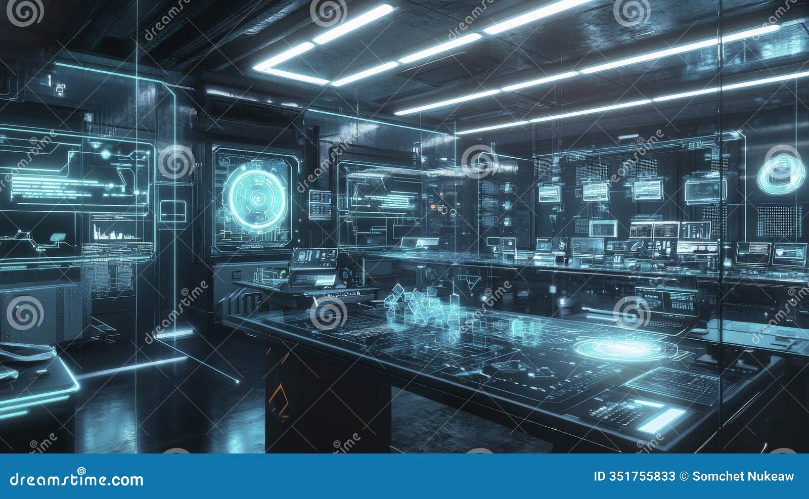 Futuristic Control Room Design Advanced Technology Environment Virtual ...