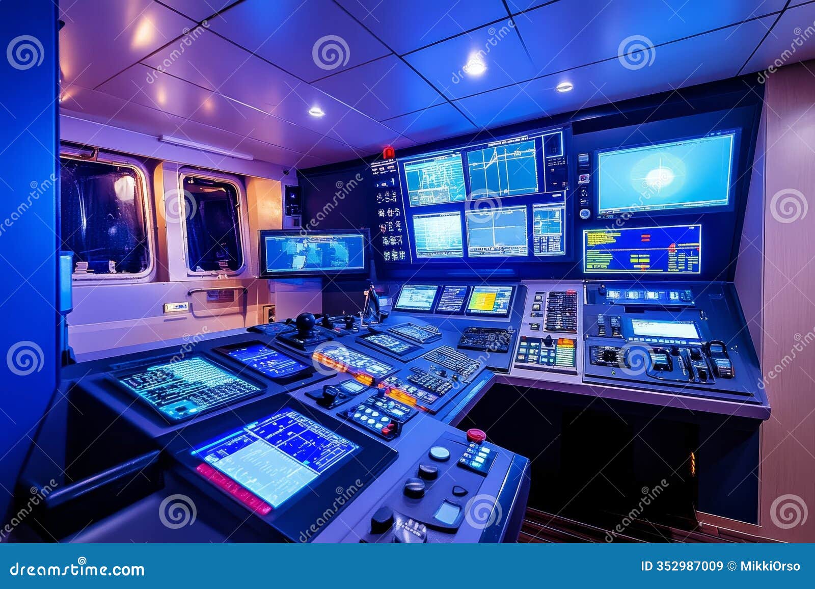 Futuristic Control Room Featuring Advanced Displays and Controls for ...