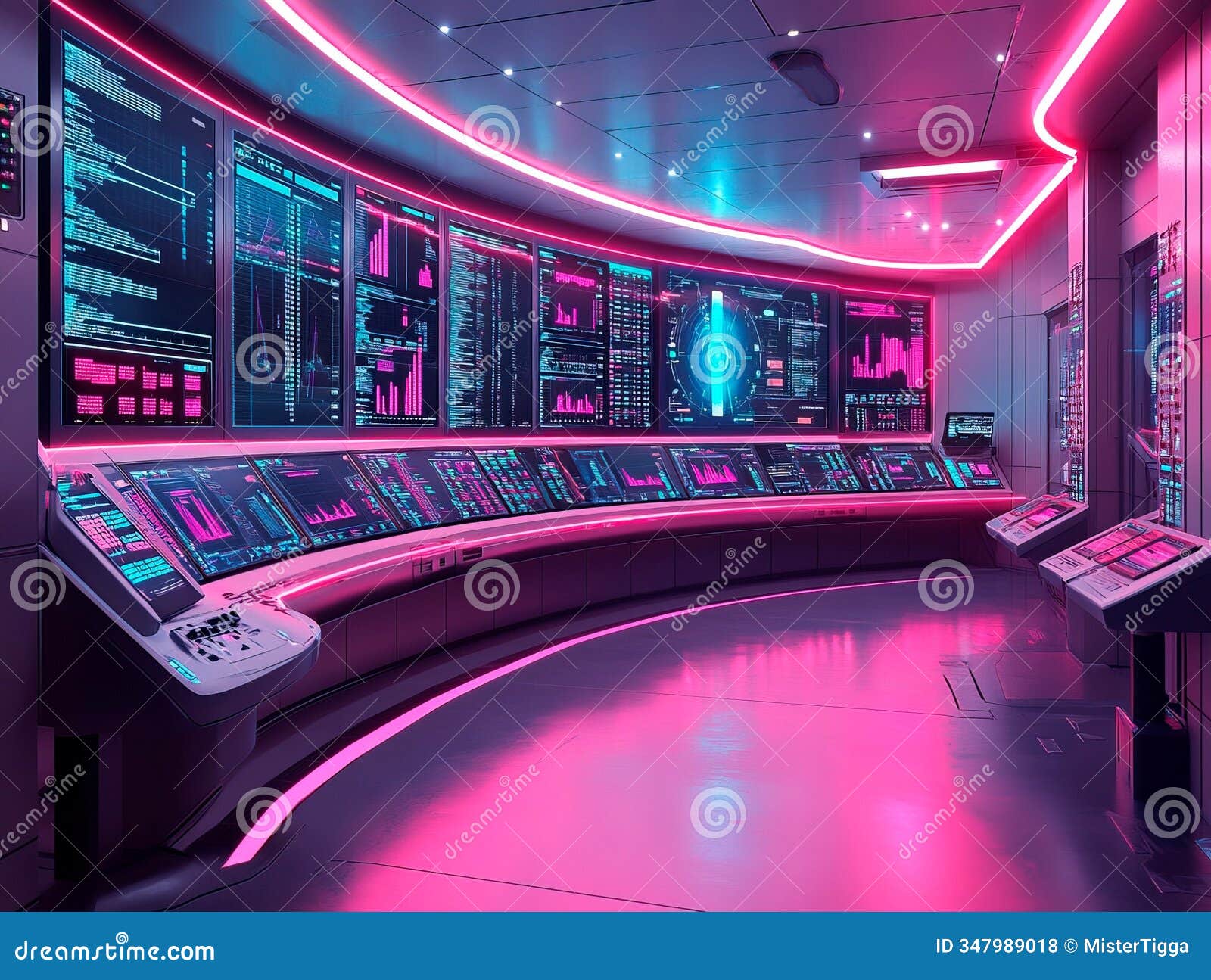 A Futuristic Control Room, Filled with High-tech Consoles and ...