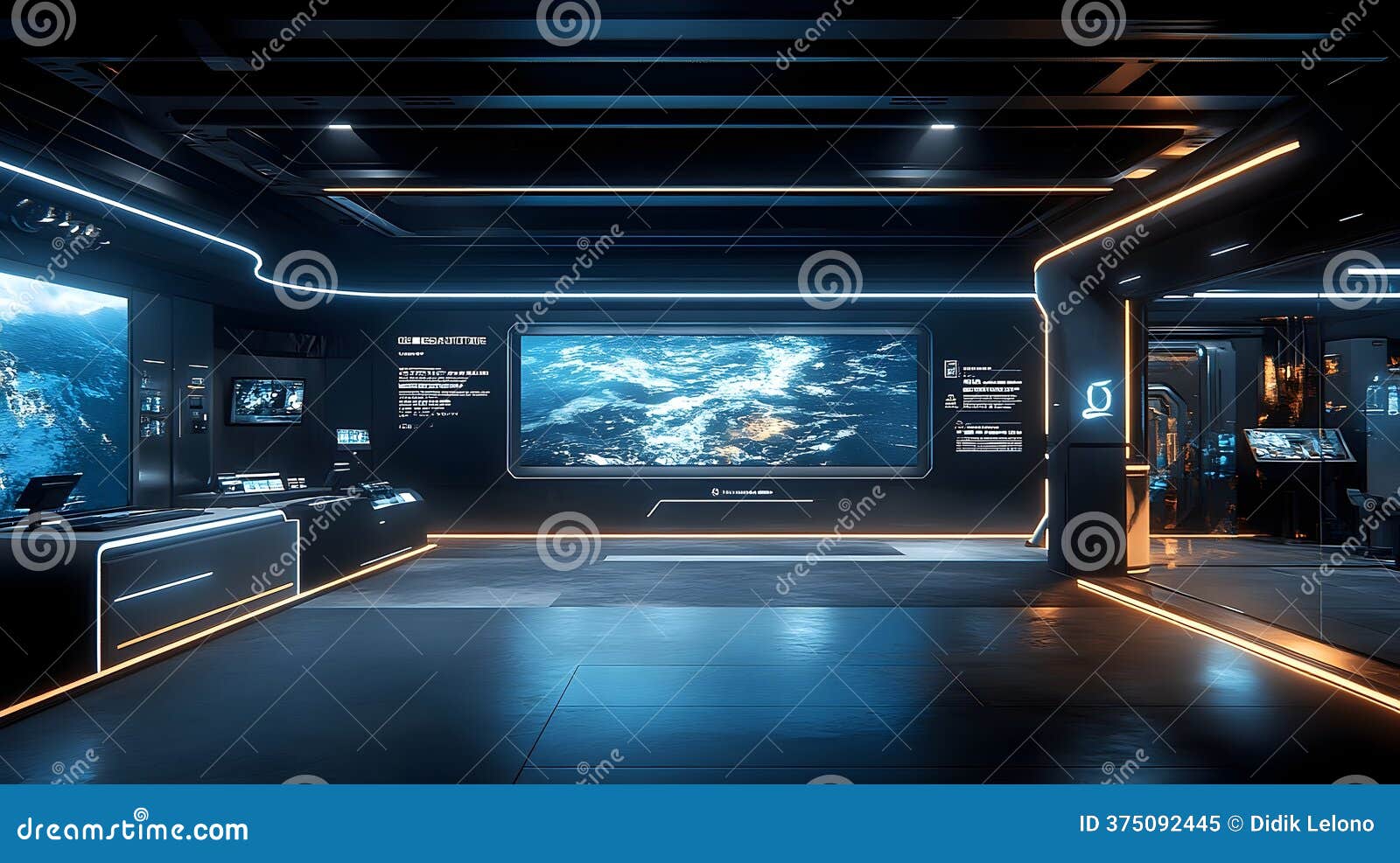 A Futuristic Command Center With Multiple Screens Displaying Data And A ...