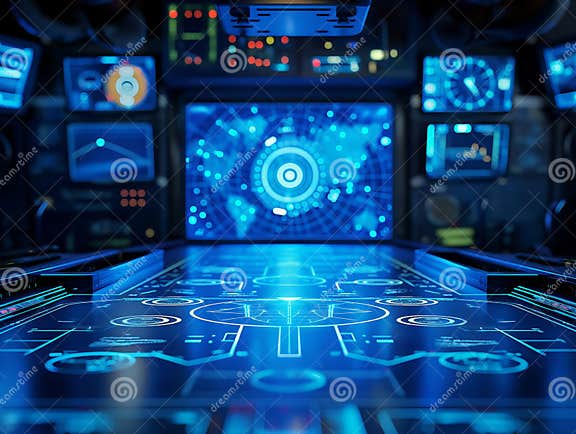 Futuristic Control Room Interface Stock Image - Image of monitoring ...