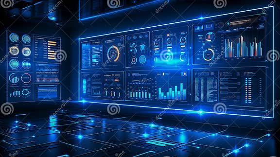 Futuristic Control Room Interface Stock Illustration - Illustration of ...