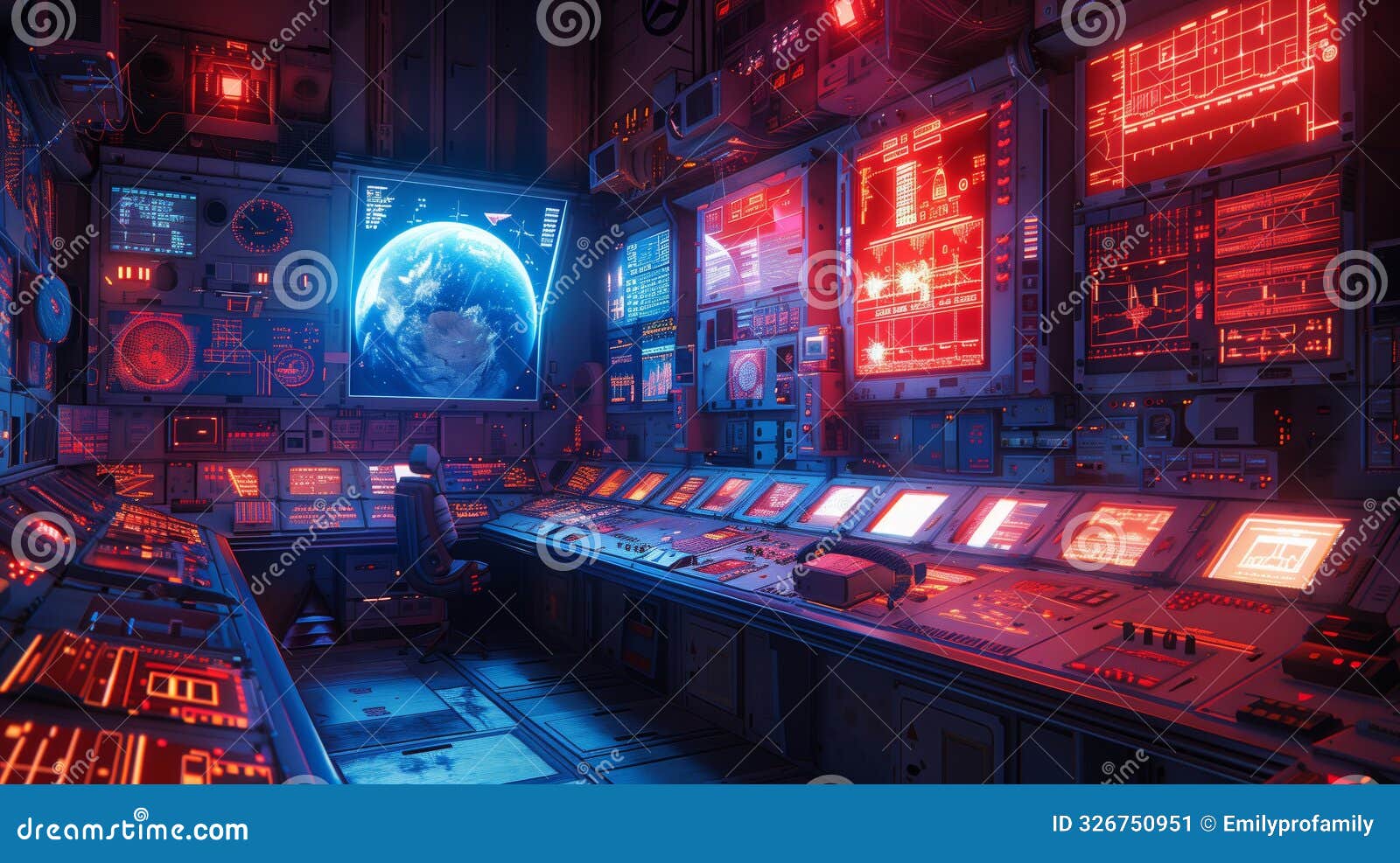 A Futuristic Control Room for a Reusable Rocket Launch Stock Image ...