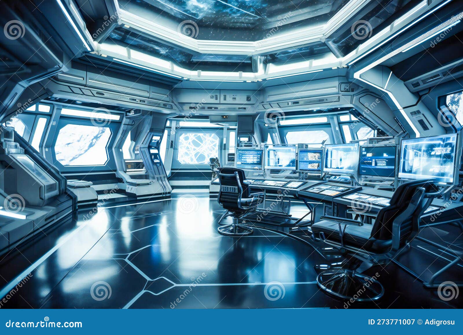A Futuristic Control Room of a Space Ship. AI Generated. Stock ...