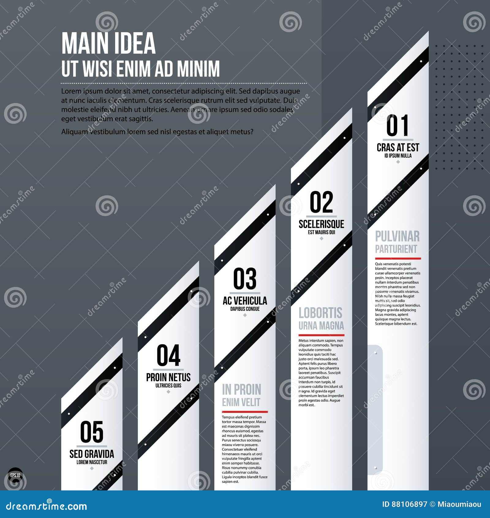 Futuristic Corporate Menu/list Template On Gray Background Cartoon ...