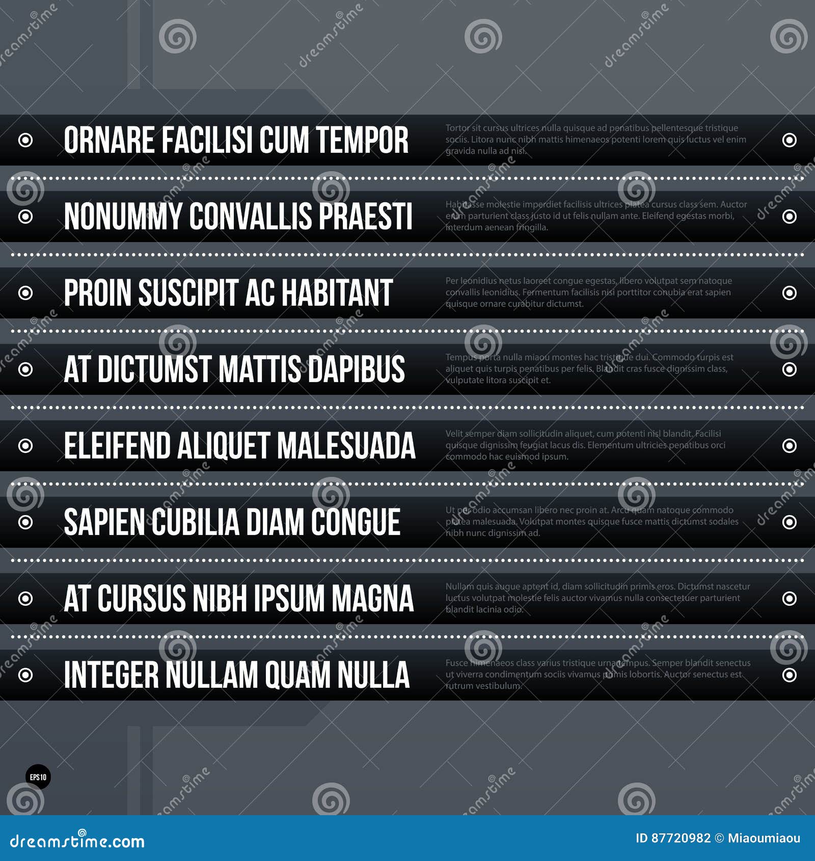 Futuristic Corporate Menu/list Template on Gray Background Stock Vector ...