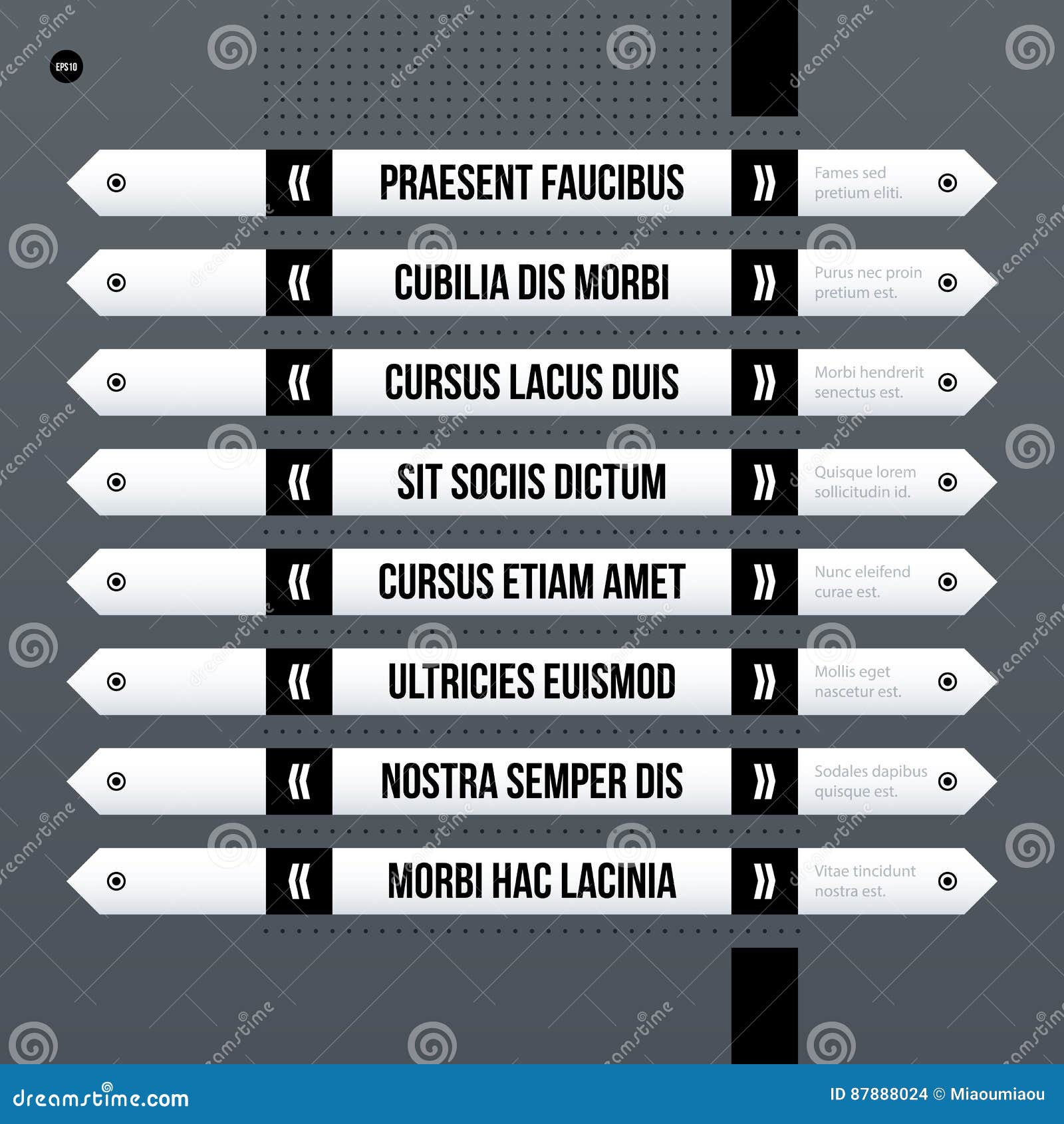 Futuristic Corporate Menu/list Template On Gray Background Vector ...