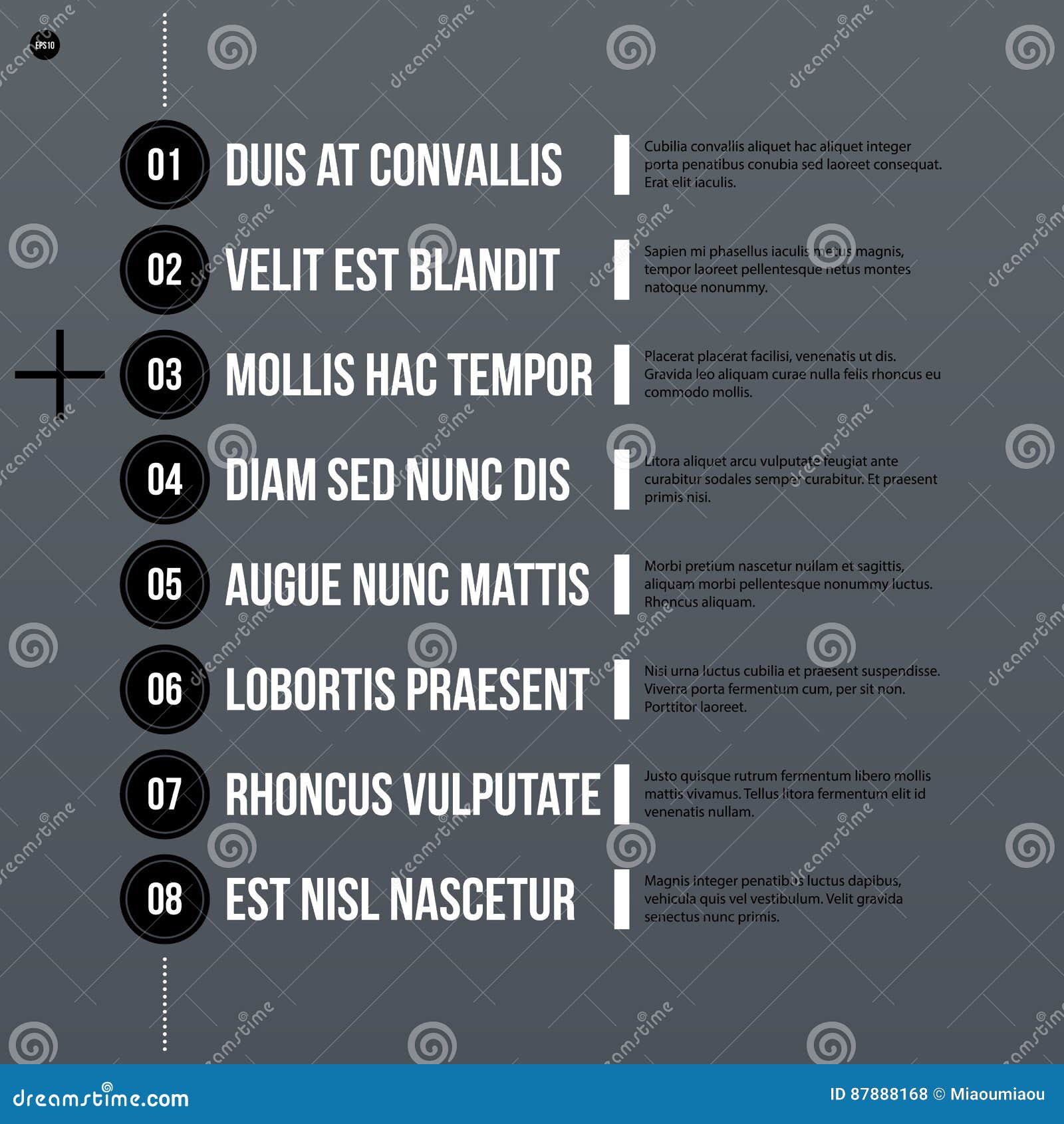 Futuristic Corporate Menu/list Template On Gray Background Vector ...