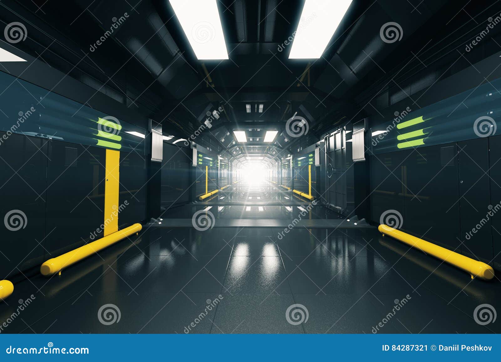 Futuristic corridor stock illustration. Illustration of inside - 84287321