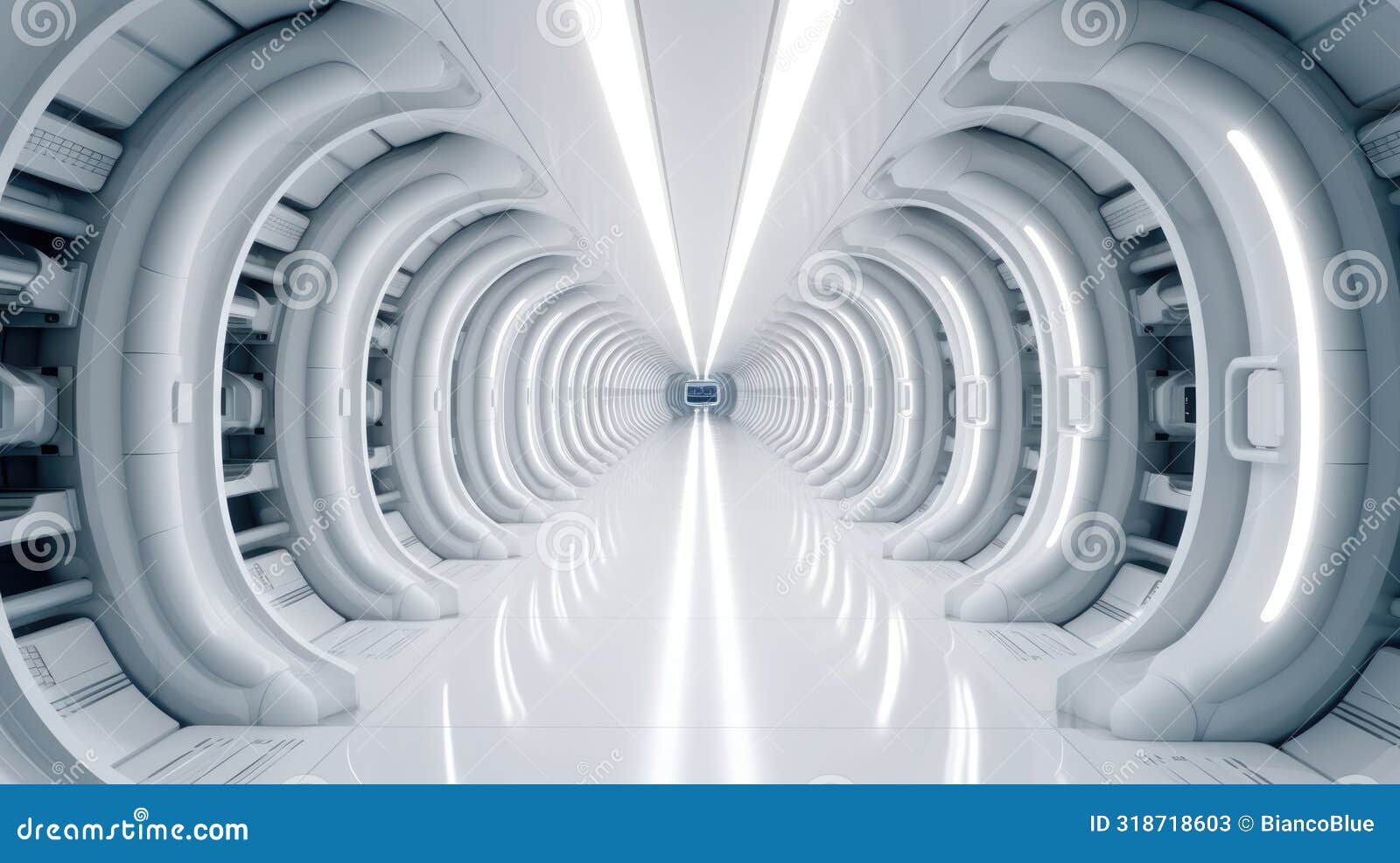 Futuristic Corridor with Circular Architecture in a Sci-fi Spaceship ...