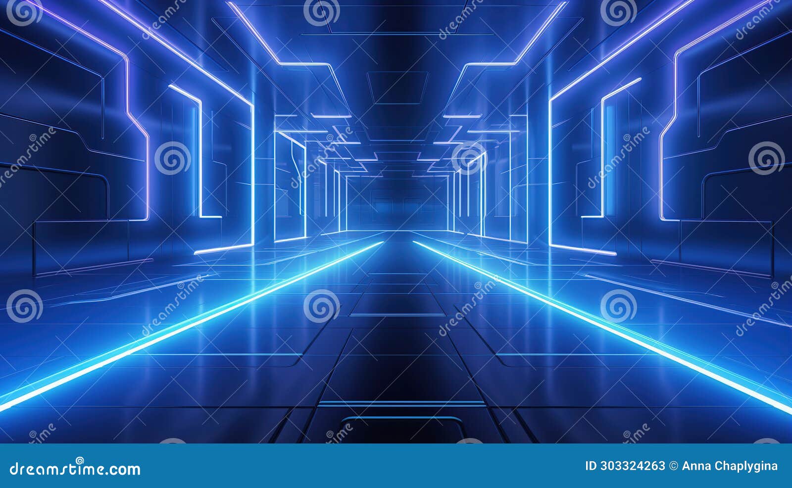 Futuristic Corridor with Continuous Surface Design, Perspective Lines ...