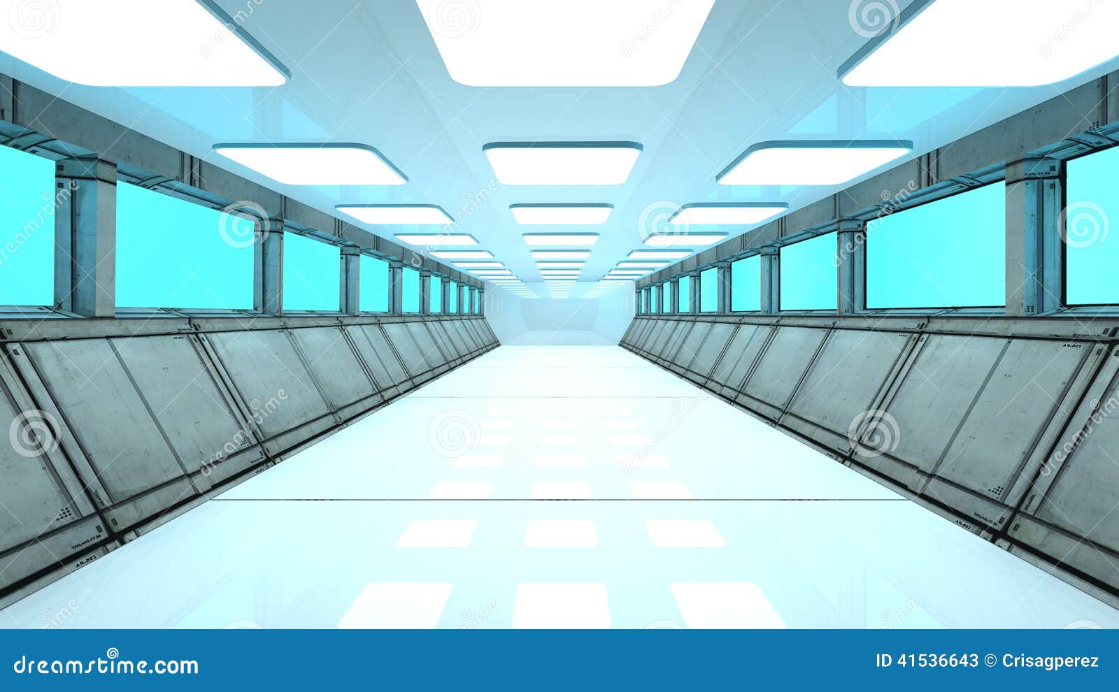Futuristic corridor stock illustration. Illustration of white - 41536643