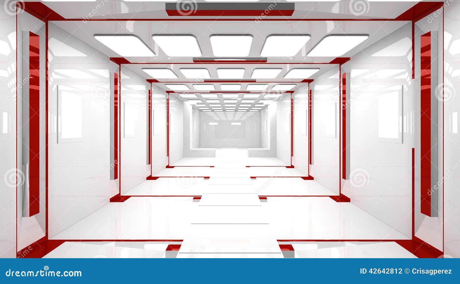 Futuristic corridor stock illustration. Illustration of ship - 42642812