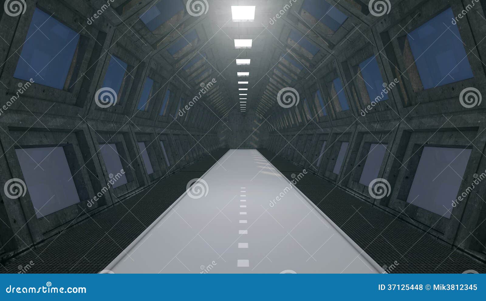 Futuristic corridor stock illustration. Illustration of science - 37125448